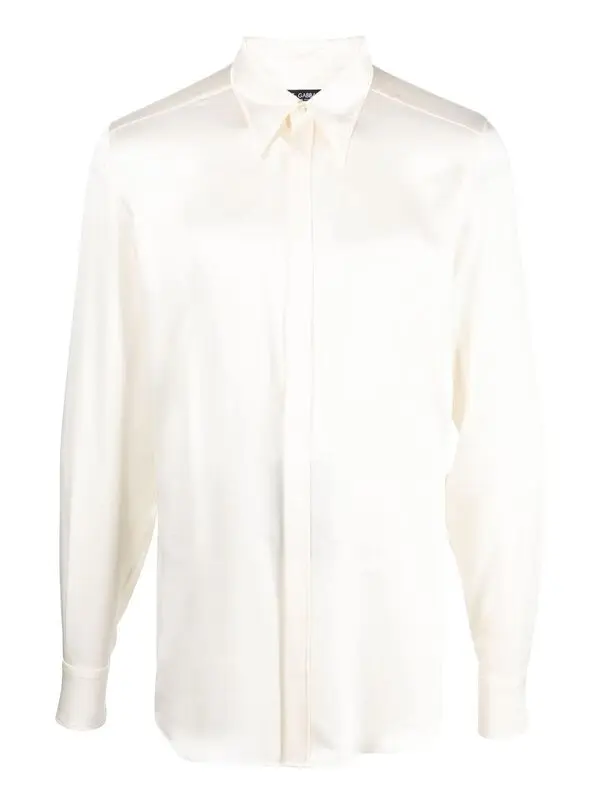 Dolce & Gabbana Long-sleeved Silk Shirt - White
