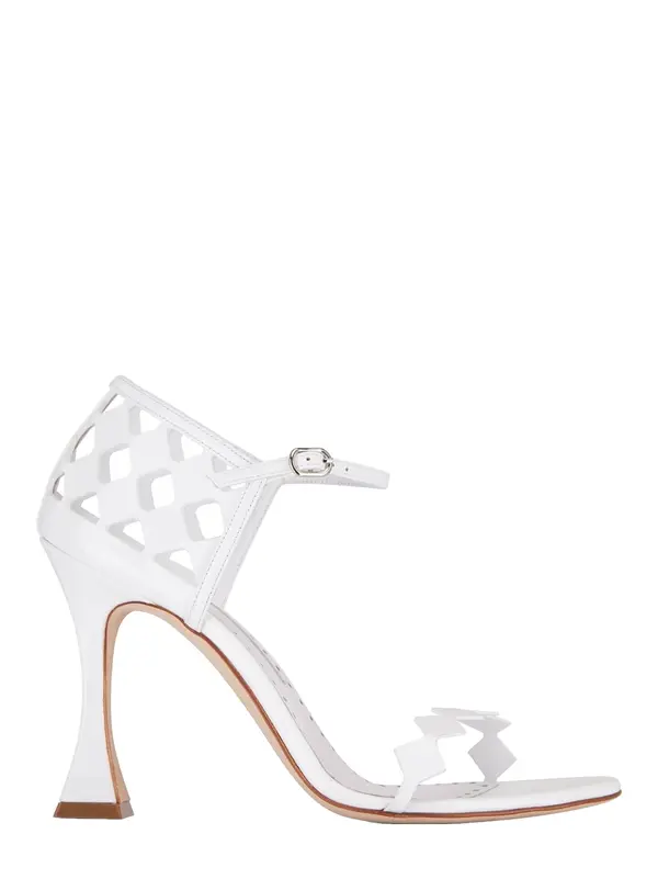 Manolo Blahnik Cut-out Leather Sandals - White