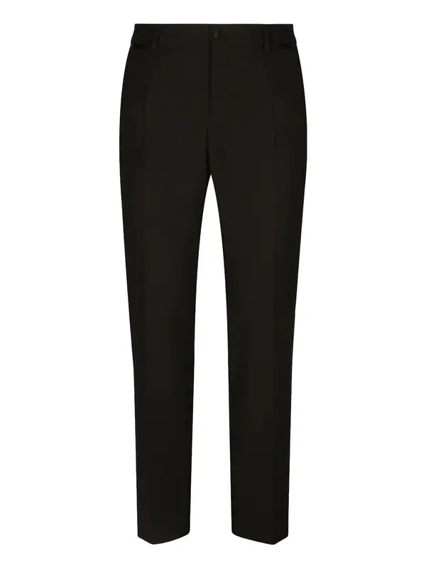 Dolce & Gabbana Stretch-wool Tuxedo Trousers - Black