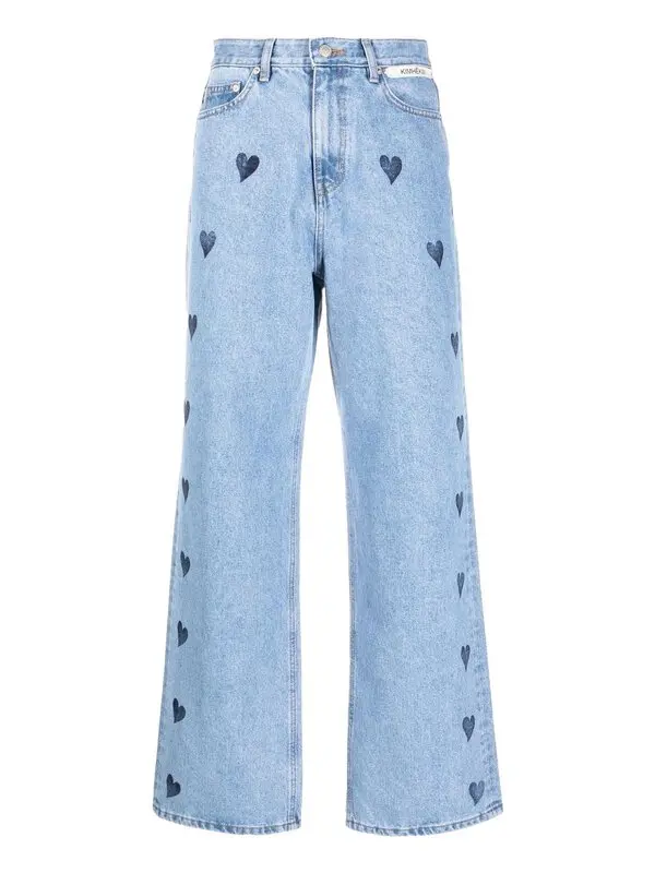 KIMHEKIM Heart-print Flared Jeans - Blue