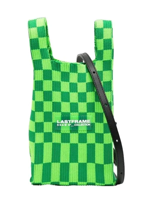 LASTFRAME Ichimatsu Check-pattern Tote Bag - Green