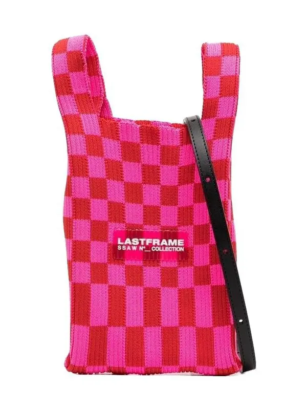 LASTFRAME Checkerboard-print Satchel Bag - Pink
