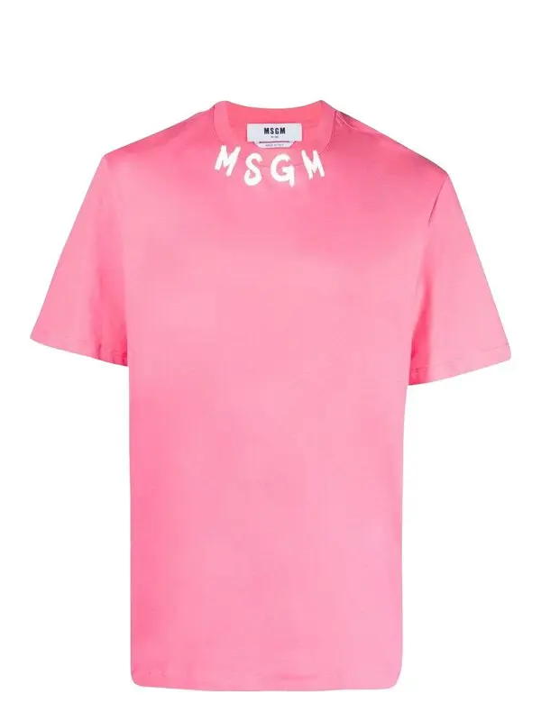 MSGM Logo-print Cotton T-shirt - Pink