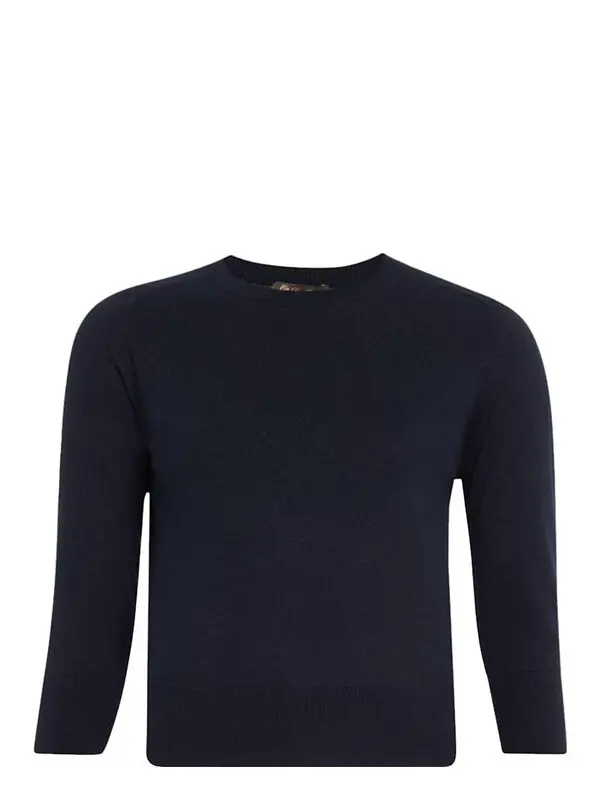 Loro Piana Girocollo Manica Cashmere Sweater - Blue Navy