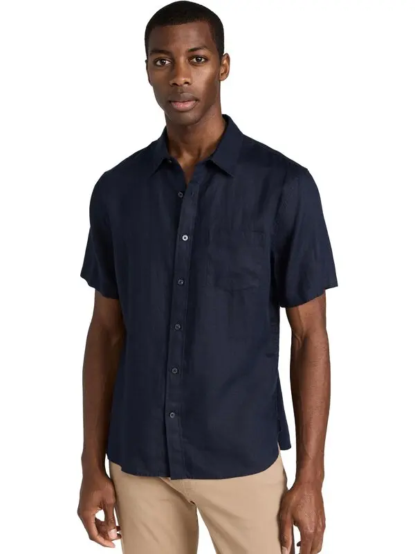 Vince Linen Short Sleeve Shirt - Coastal