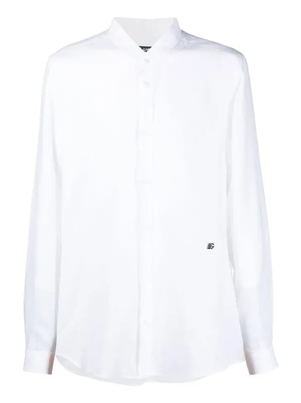 Dolce & Gabbana Logo-plaque Linen Shirt - White
