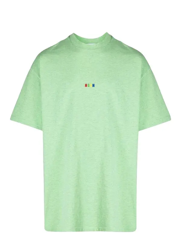 MSGM Embroidered-logo Cotton T-shirt - Green