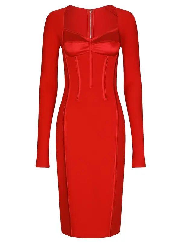 Dolce & Gabbana Long-sleeve Corset Dress - Red