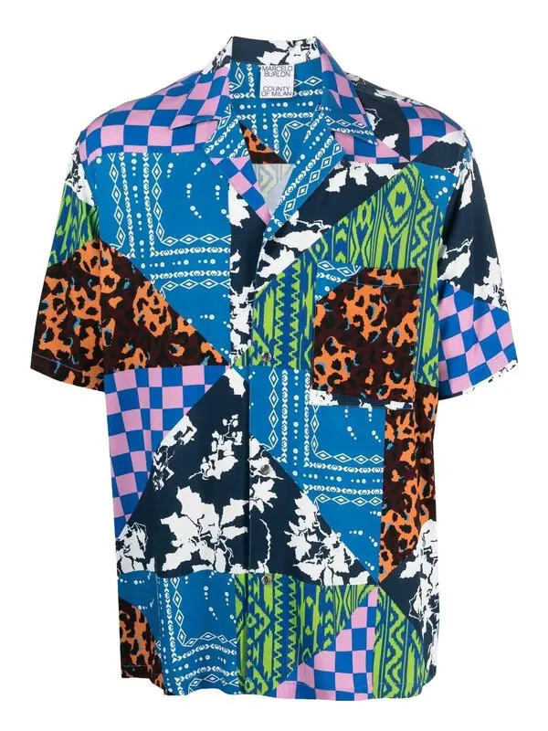 COUNTY OF MILAN Mix Print Shirt - Blue