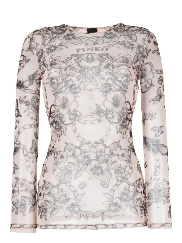 Pinko Magico Floral-print Top - Neutrals