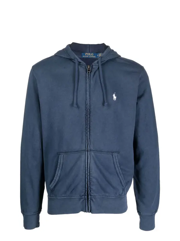 Polo Ralph Lauren Logo-embroidered Zip-up Drawstring Hoodie - Blue