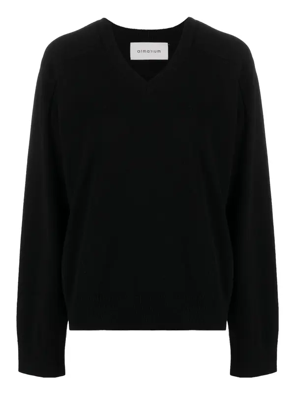 ARMARIUM V-neck Knitted Jumper - Black