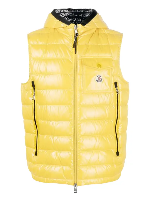 Moncler Chest Logo-patch Padded Gilet - Yellow