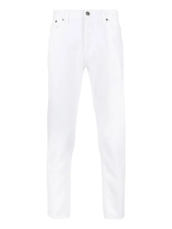 DONDUP Straight Leg Jeans With Orange Lettering Detail - White