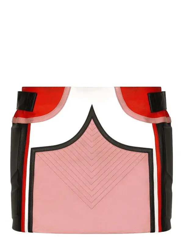 Dolce & Gabbana Colour-block Lambskin Miniskirt - Pink