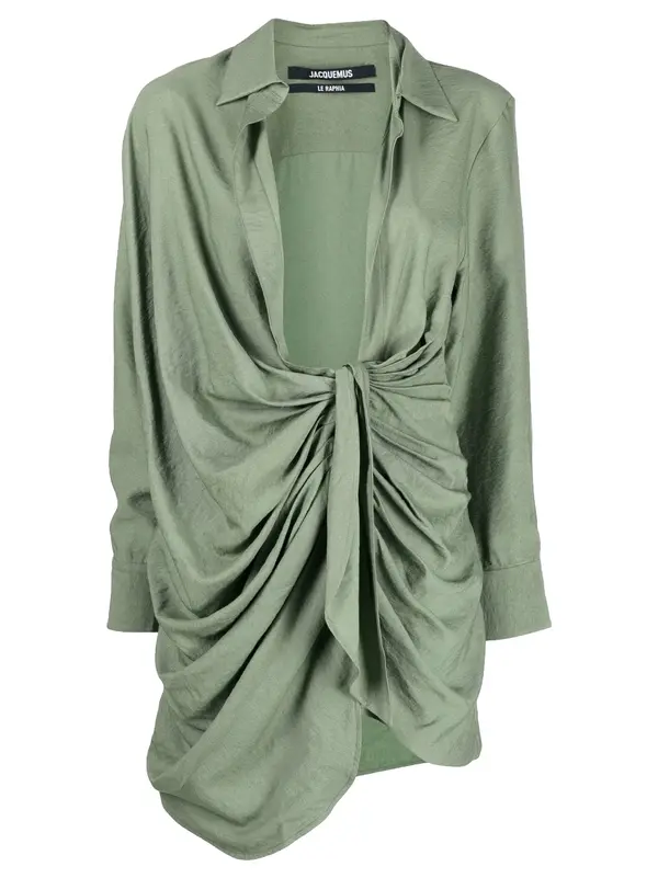 Jacquemus La Robe Bahia Draped Shirtdress - Green