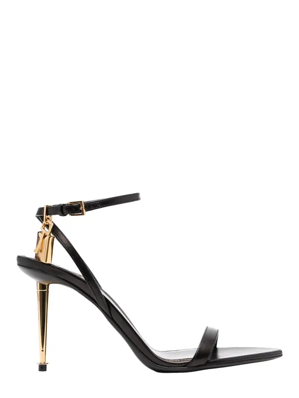 TOM FORD Padlock 85mm Leather Sandals - Black