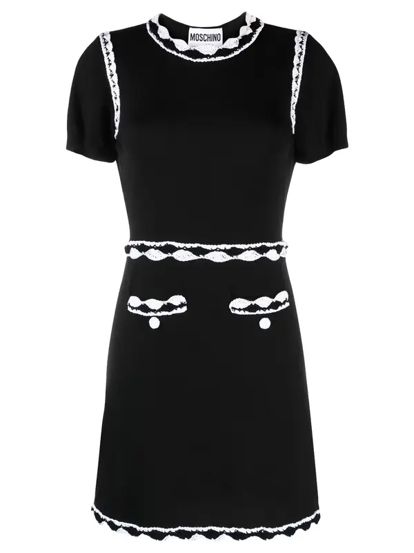 Moschino Lace-trim Knit Mini Dress - Black