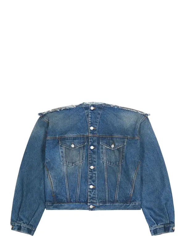 MAISON MARGIELA Collarless Denim Jacket - Blue