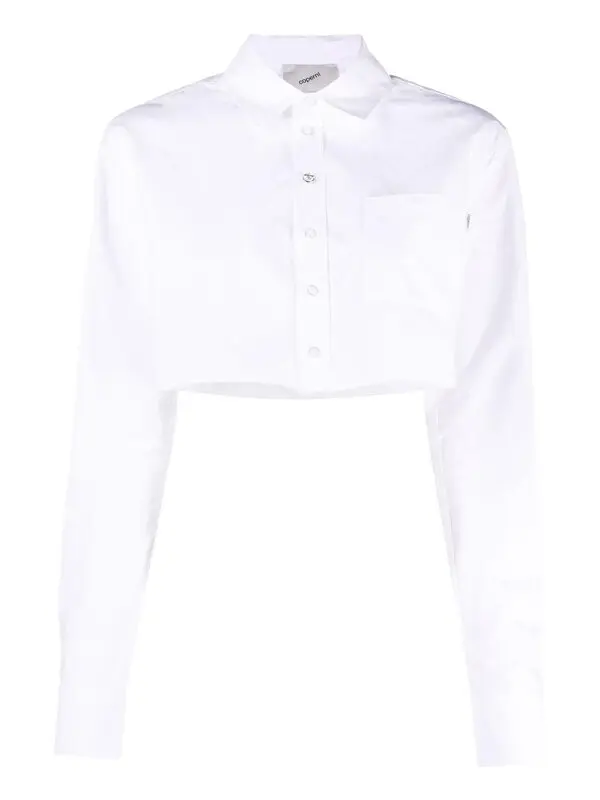Coperni Cropped Cotton Shirt - White
