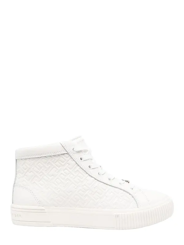 Tommy Hilfiger Embossed Monogram High-top Sneakers - Neutrals