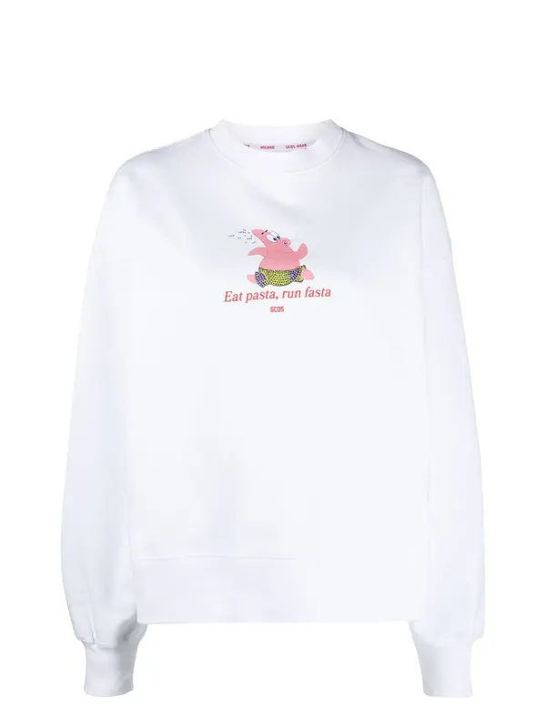 Gcds Graphic-print Cotton Sweatshirt - White