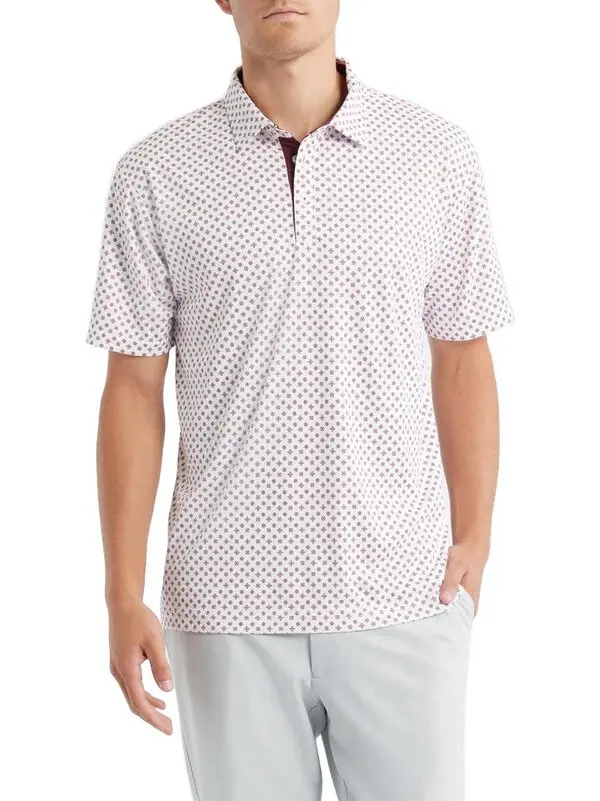 SWANNIES Hazelwood Modern Fit Foulard Print Performance Golf Polo - Maroon