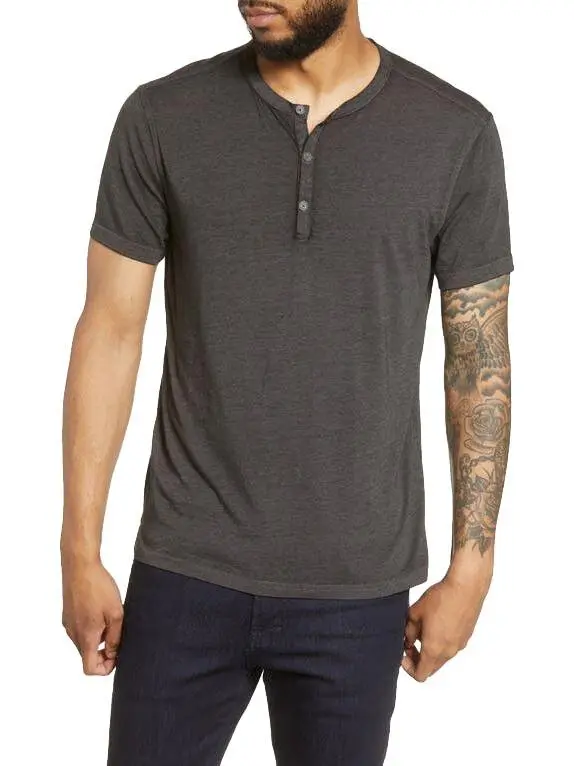 John Varvatos Regular Fit Henley T-shirt - Charcoal