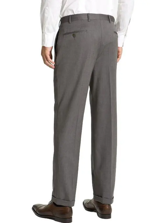 Canali Wool Flat Front Trousers - Grey
