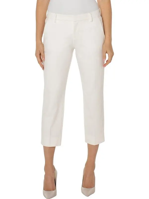 LIVERPOOL Kelsey Slit Hem Crop Ponte Trousers - Vintage White