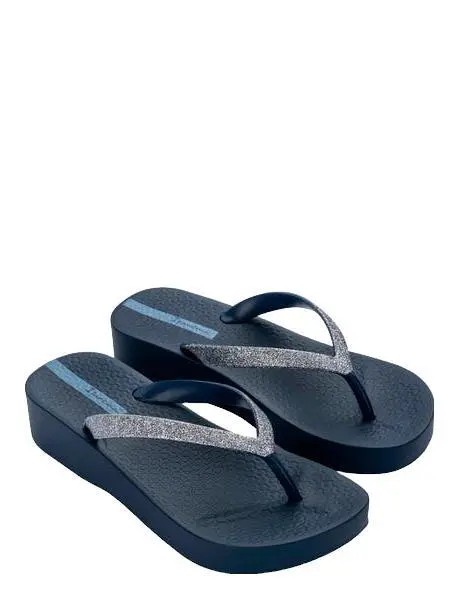 Ipanema Glitter Wedge Flip Flop - Blue/ Glitter Blue