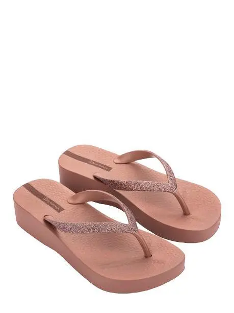 Ipanema Glitter Wedge Flip Flop - Brown Glitter