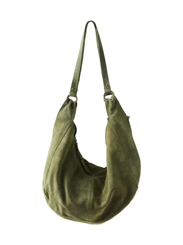 Free People We The Free Roma Suede Tote Bag - Olive Moss