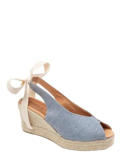 PATRICIA GREEN Dolce Espadrille Wedge Sandal - Denim Lurex