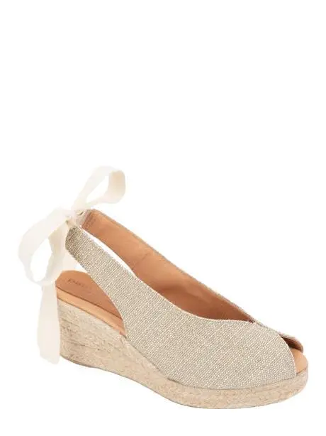 PATRICIA GREEN Dolce Espadrille Wedge Sandal - Natural Lurex