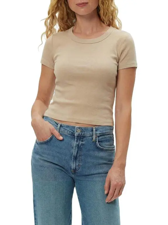 Michael Stars Mimi Crop T-shirt - Macadamia