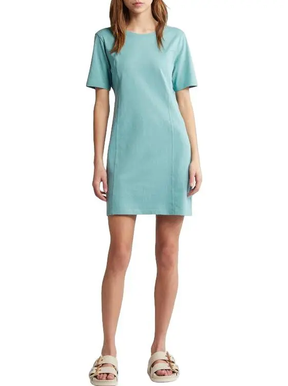 Treasure & Bond Seamed Organic Cotton T-shirt Dress - Seaglass