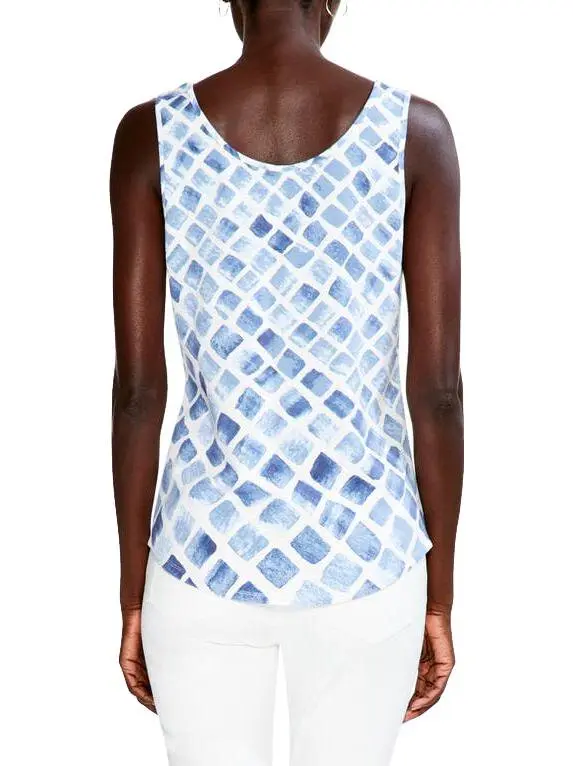 NIC+ZOE Stonefall Shirttail Hem Stretch Cotton Tank - Blue Multi