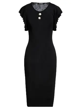 ODI ET AMO Cotton Midi Bodycon Dress - Black