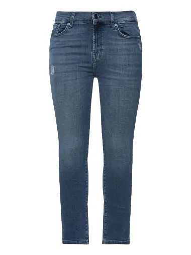 7 For All Mankind Jeans In Cotton Blend With Beads And Logo - Blue
