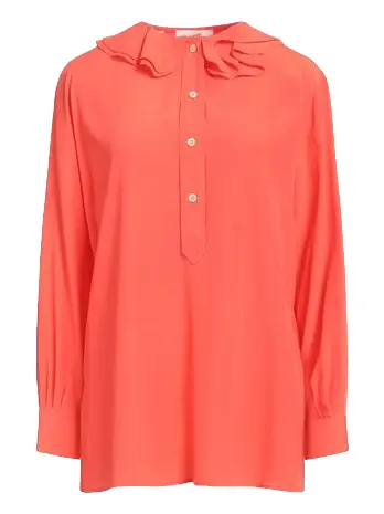 AGLINI Ruched Crepe Shirt - Orange