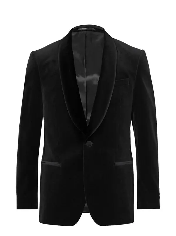 Mr P. Cotton-blend Velvet Tuxedo Jacket - Black