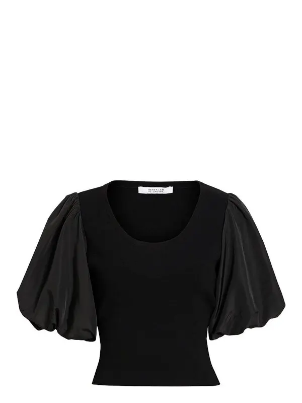 Derek Lam 10 Crosby Mara Paneled Knit Top - Black