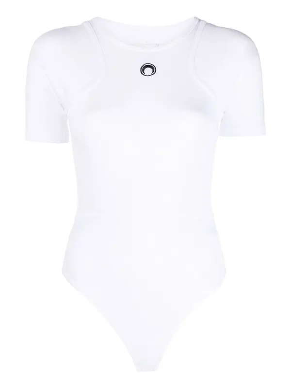 MARINE SERRE Logo-print Bodysuit - White