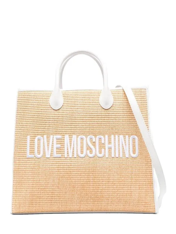 Moschino Embroidered Logo Tote Bag - Neutrals