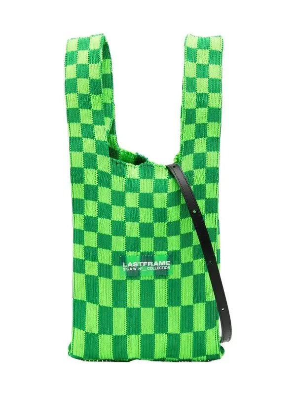 LASTFRAME Ichimatsu Check-pattern Tote Bag - Green