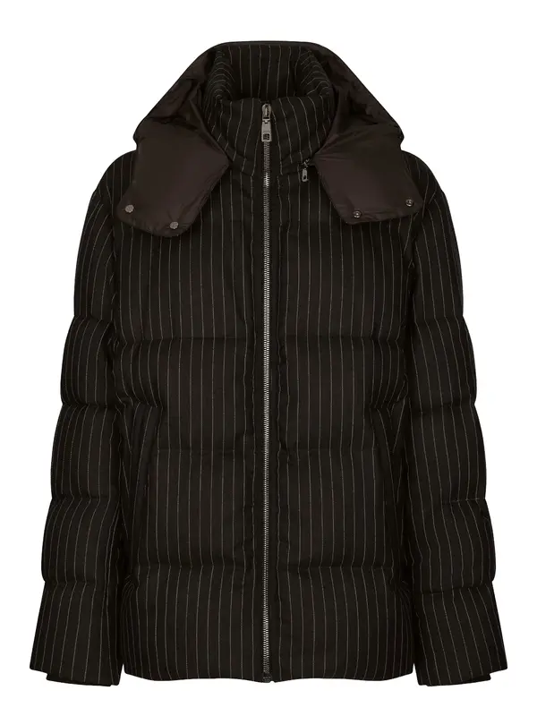 Dolce & Gabbana Pinstriped Puffer Jacket - Black
