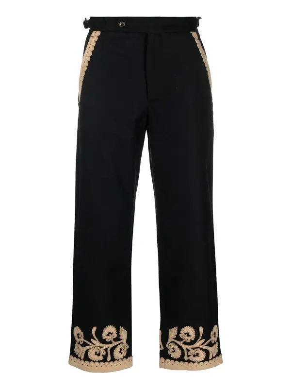 BODE Embroidered Trousers - Black