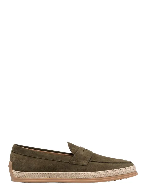 TOD'S Almond-toe Suede Loafers - Green