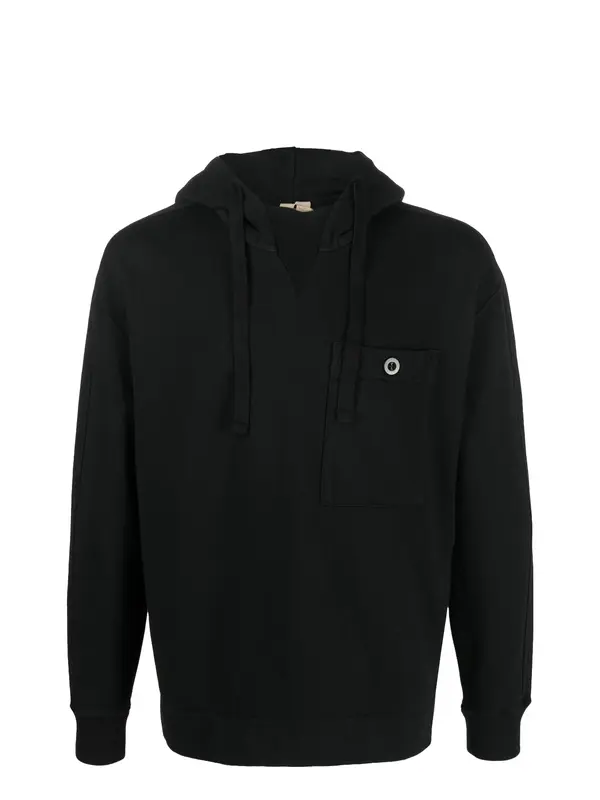 TEN C Patch-pocket Detail Hoodie - Black